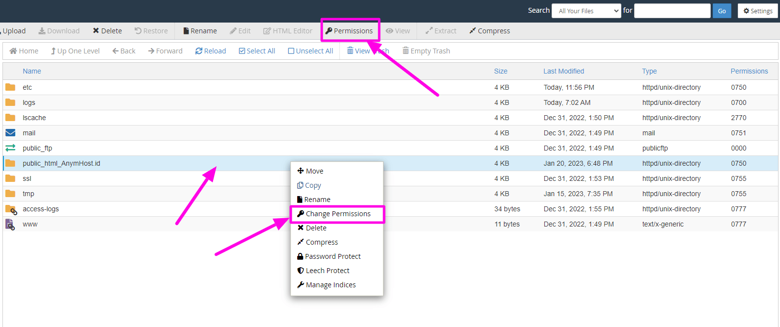 Cara Mengubah Permission File dan Folder - AnymHost